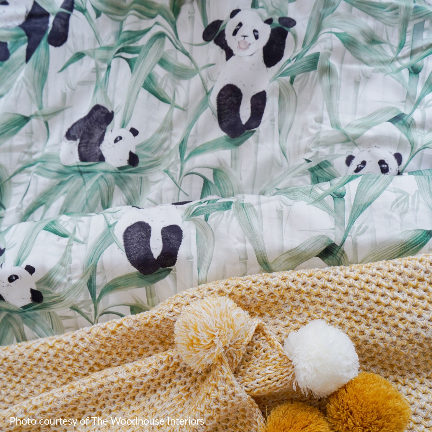 Kids Panda Cotton Quilt Cover Set | Rolling Panda | Kids Bedding